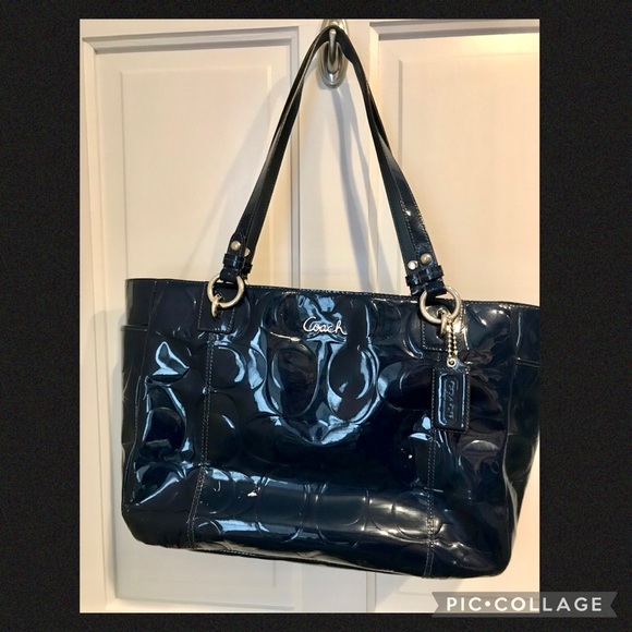 Coach | Bags | Coach Logo Tote In Dark Blue Great For Work And Every ...